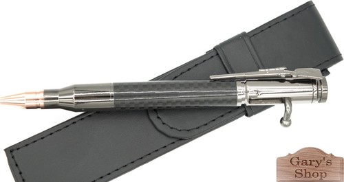 30 Caliber Bolt Action Pen in Gun Metal with Carbon Fiber Barrel PU ...