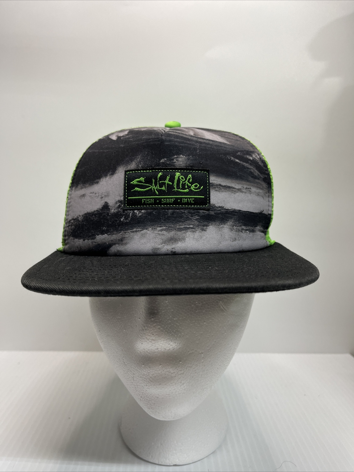 Salt Life Black & Green Mesh Back Snapback Trucker Hat Saltlife | eBay