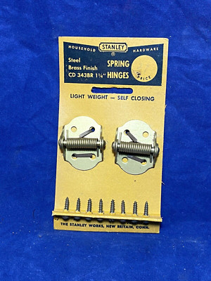 2 C.1935 NOS STANLEY Spring Hinges on Original Display Card w/ Original ...