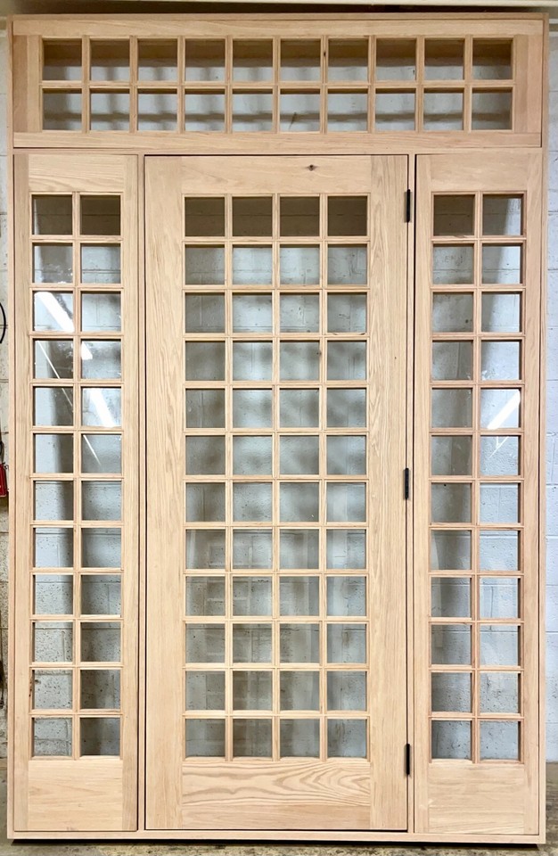 Solid white oak French door Low E glass transom side lights Custom U ...
