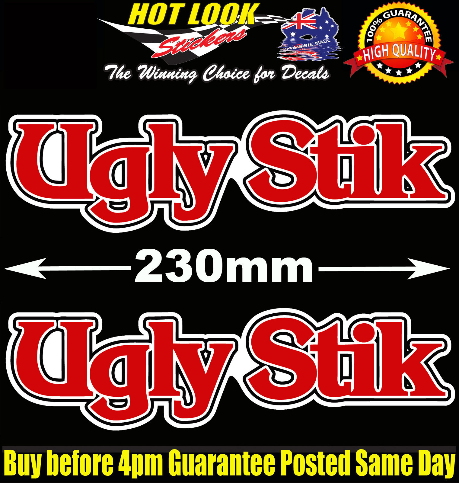 2 UGLY STIK Sticker Decal Suit Fishing Boat Rod Reel dinghy Lure tackle ...