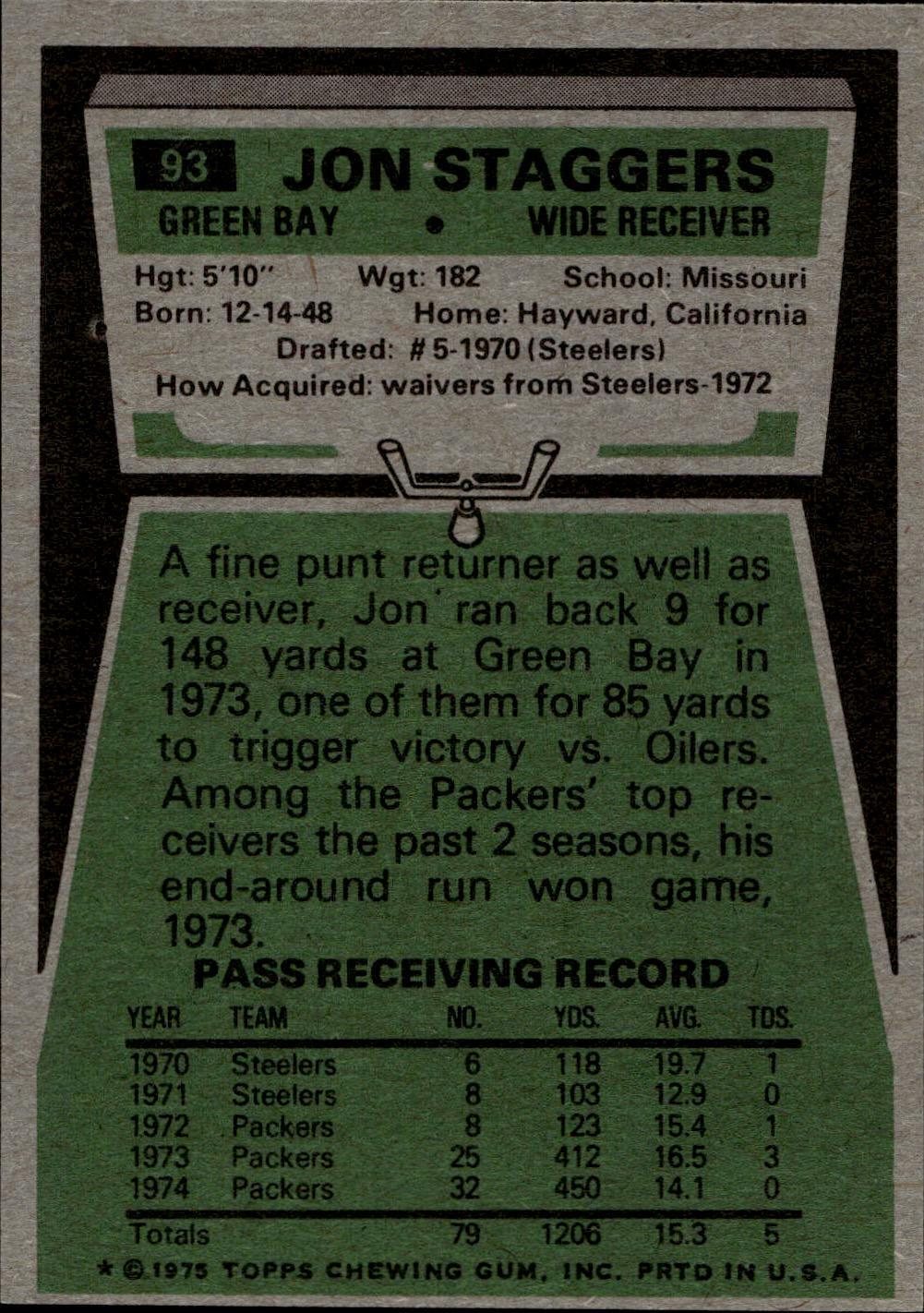 1975 Topps - #93 Jon Staggers for sale online | eBay