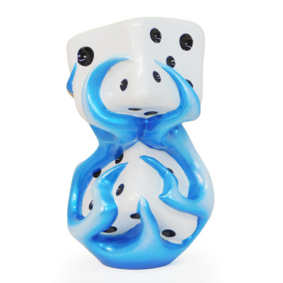 Flaming Dice - White & Blue - VanChase Custom Hand Painted Shift Knob ...