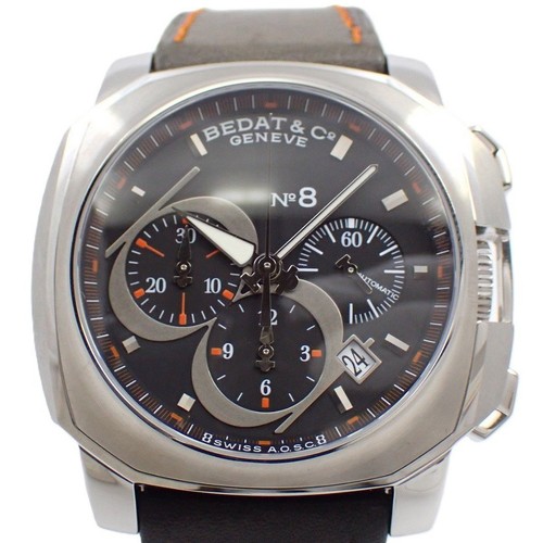 Bedat Company No.8 Chronograph AT Men Watch Black Dial Leather Strap | eBay