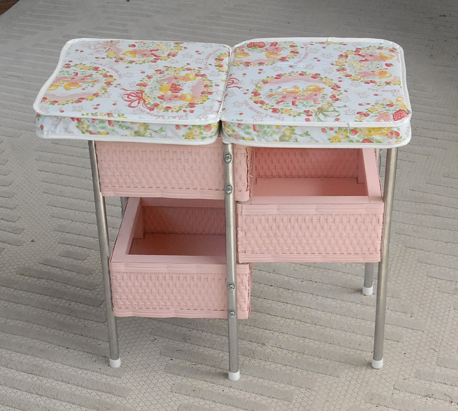 Vintage Badger Basket Co, Pink Wicker Doll Changing Table 20"X 19"X 10. ...