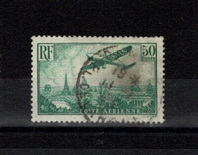 FRANCE STAMP YVERT AVION 14 SCOTT C14 " PLANE OVER PARIS 50F GREEN ...