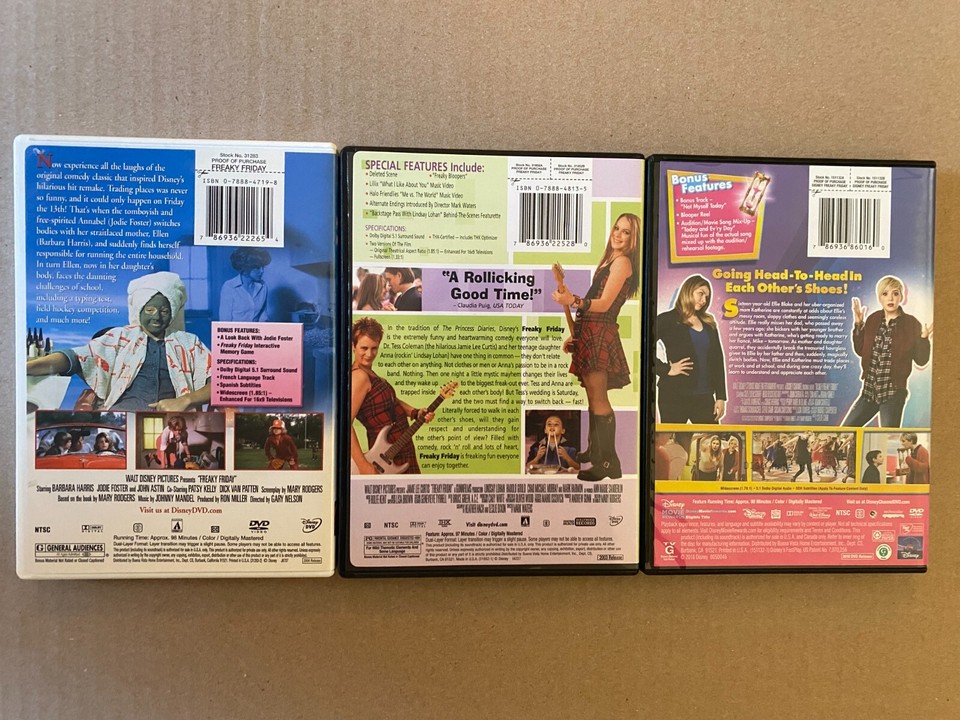 FREAKY FRIDAY DVD Collection-3 Movies! Lindsay Lohan, Jodie Foster ...