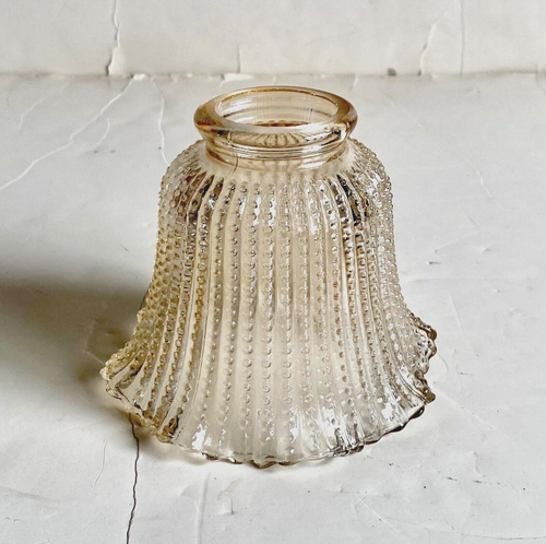Vintage Clear Amber Fitter Glass Shade Lamp Fan Tulip Hobnail Ruffled ...