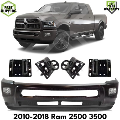 Front Bumper Face Bar Primed & Bumper Brackets Kit For 2010-2018 Ram ...