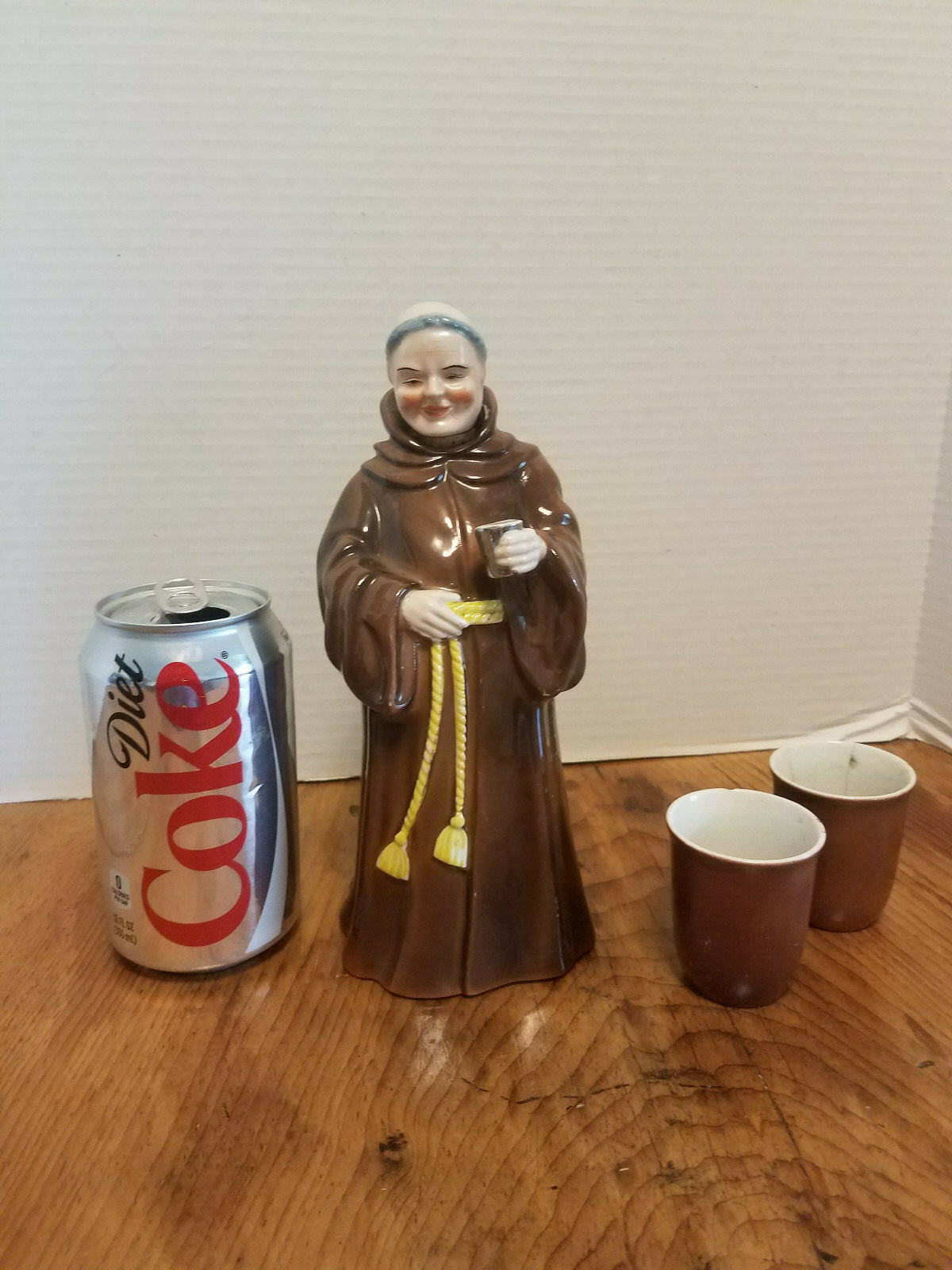 Vintage MONK Figural Bottle Liquor Wine Decanter w Cork stopper 8 1/2 ...