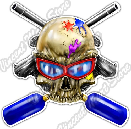 Paintball Skull Gun Sniper Rifle Sport Car Bumper Vinyl Sticker Decal 4 ...