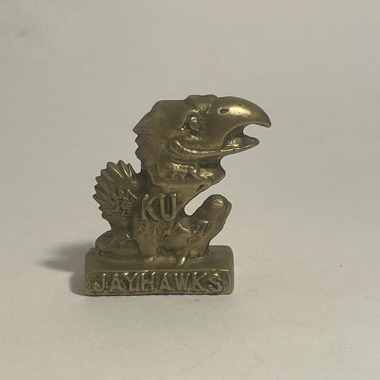 Jayhawk paperweight, bronze, vintage, Kansas University, great ...