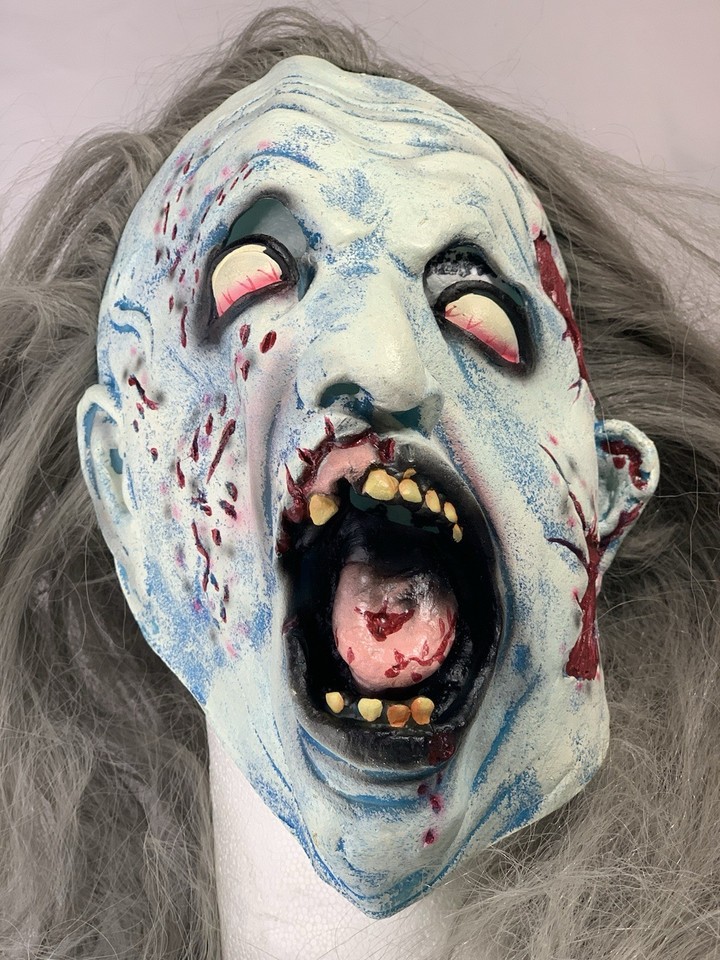 SCARY OLD LADY ZOMBIE Adult Mask w/ Hair 2008 PMG Halloween Paper Magic ...