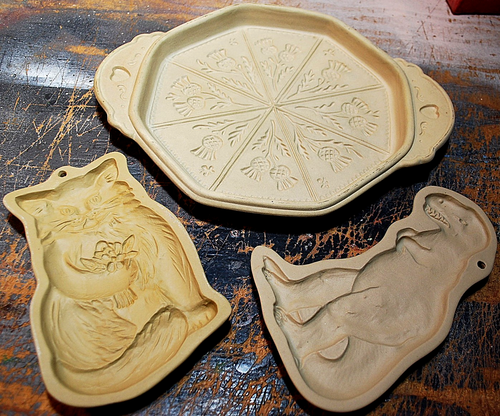 Vtg SET 3 Brown Bag Cookie Art Shortbread Molds THISTLE/ TYRANNOSAURUS ...