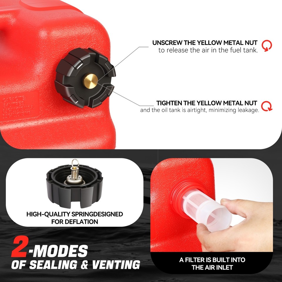 6.33 Gallon 24L Portable Marine Outboard Boat Gas Fuel Tank w/Bump ...