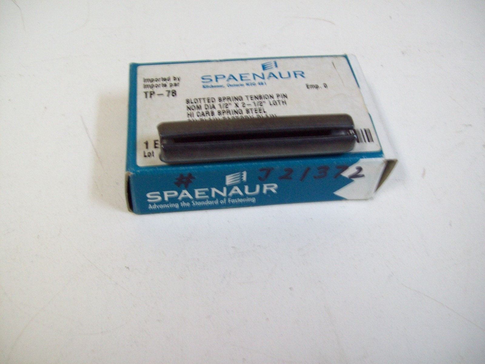 SPAENAUR TP-78 SLOTTED SPRING TENSION PIN 1/2'' X 2-1/2'' - NEW - FREE ...