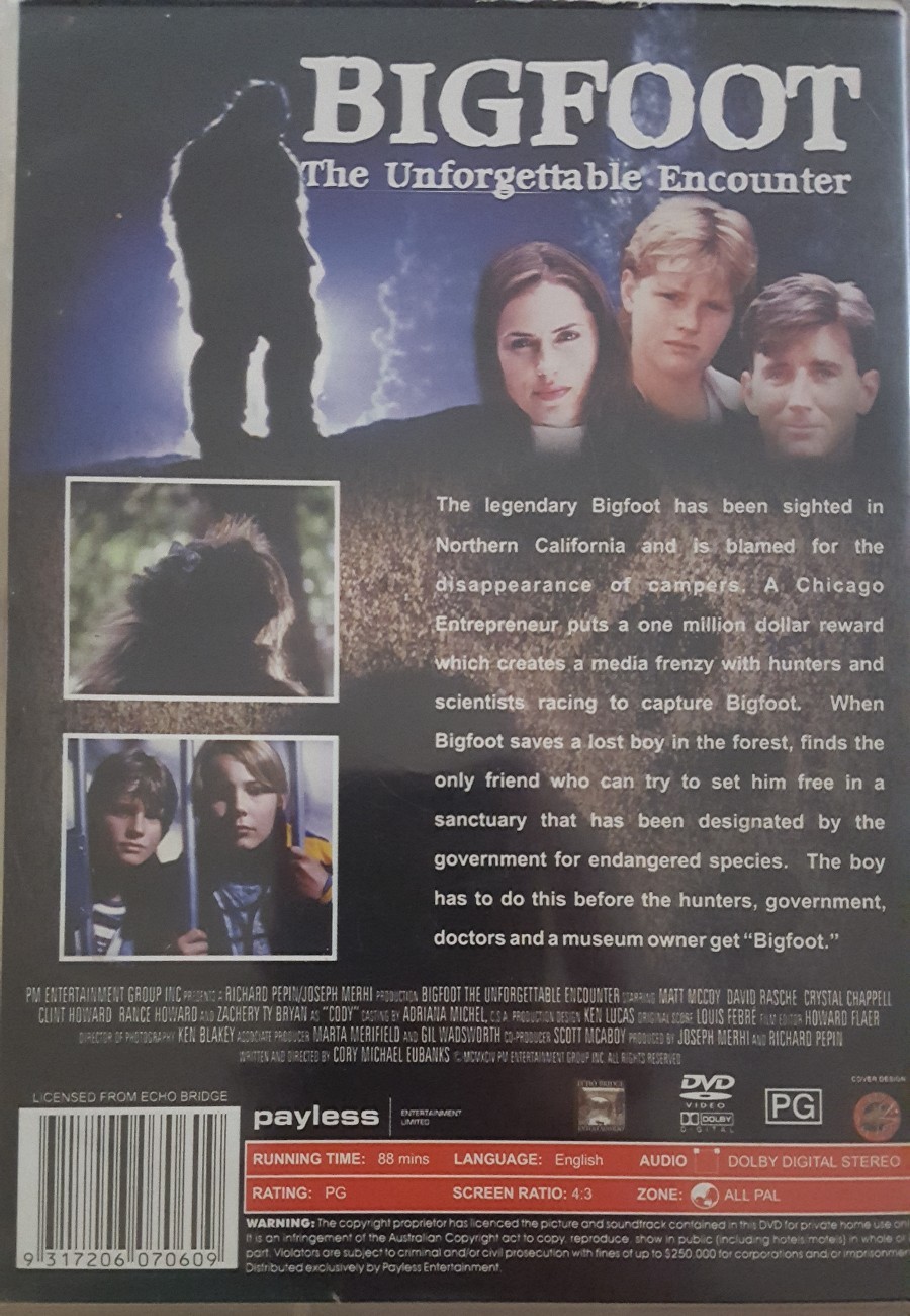 BIGFOOT THE UNFORGETTABLE ENCOUNTER RARE DELETED DVD CHILDRENS FILM ...