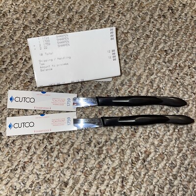 2 Cutco 1759 KJ Table Knives Factory Sharpened- Brown Handles | eBay