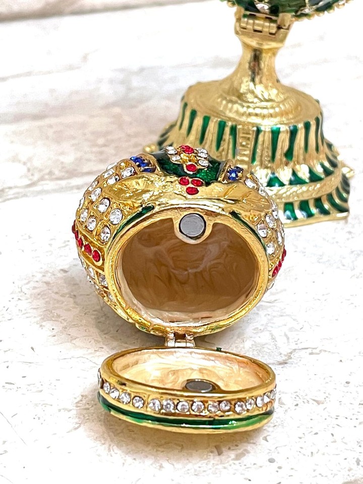 Green Carl Faberge egg Replica Imperial style Fabergé egg Gold Diamond ...