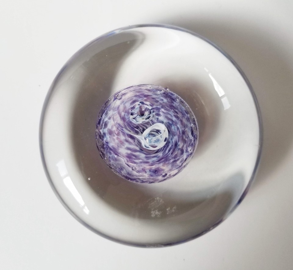 Fellerman Studios Art Glass Disc Paperweight Clear Purple 1991 | eBay