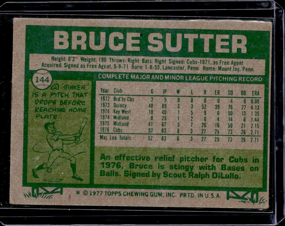 1977 Topps #144 Bruce Sutter | eBay