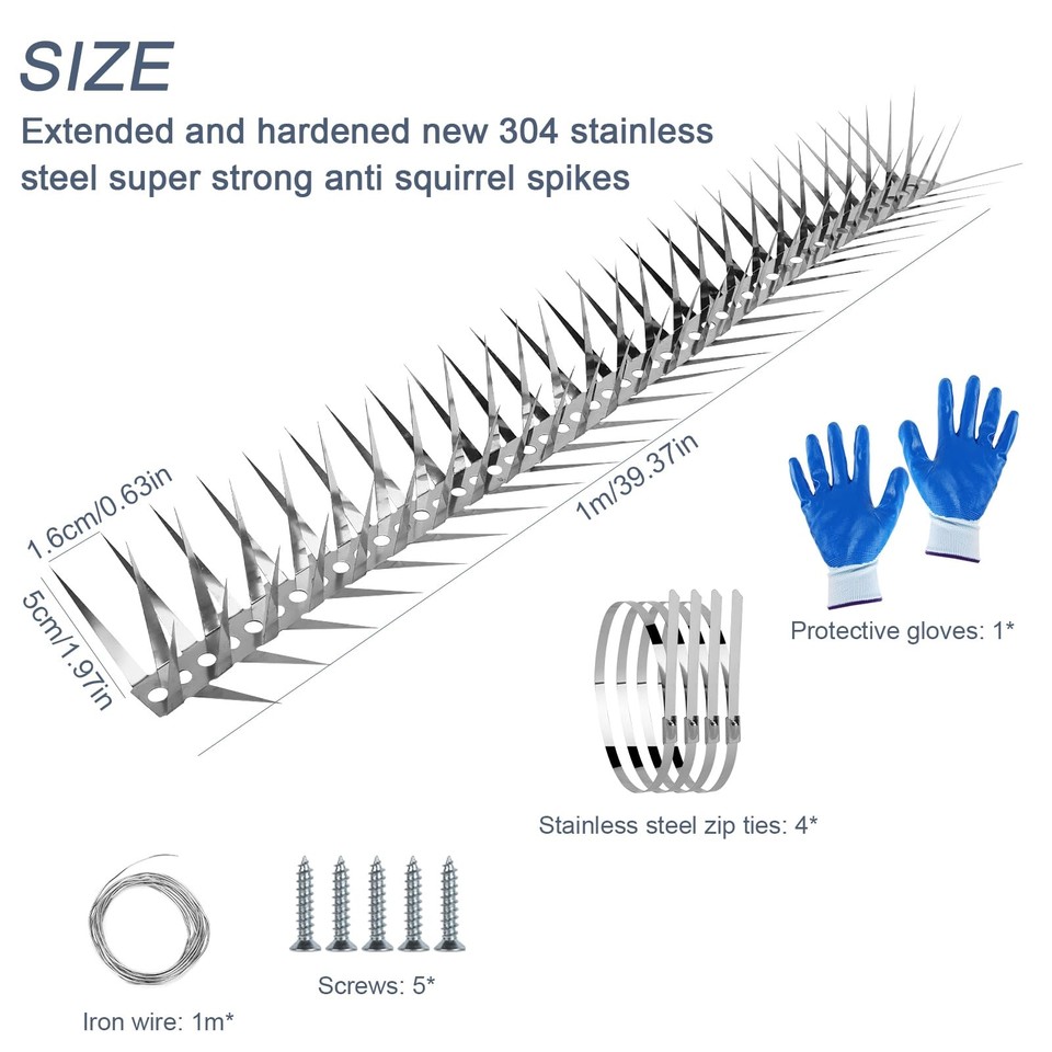 Bird Spikes,Stainless Steel Bird Deterrent Spikes,Raccoon and Snake ...