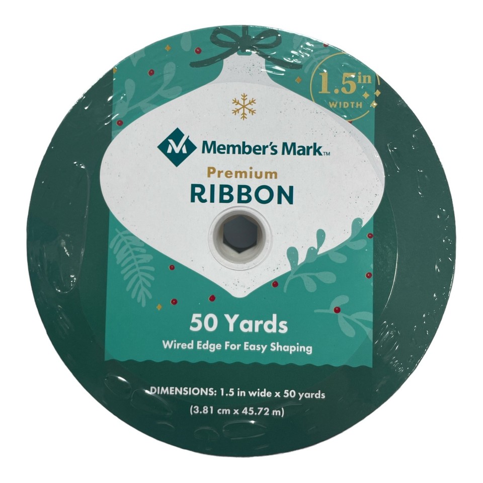 Member's Mark Premium Decorative Wired Edge Glittery Ribbon, 1.5" W x ...