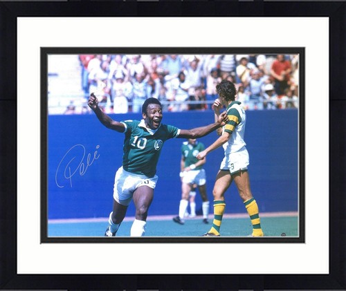 Framed Pele New York Cosmos Signed 16" x 20" Celebration Photo ...