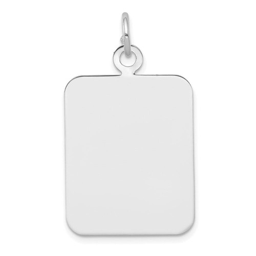 14k White Gold Plain Rectangular .035 Gauge Disc Charm Pendant Gift for ...