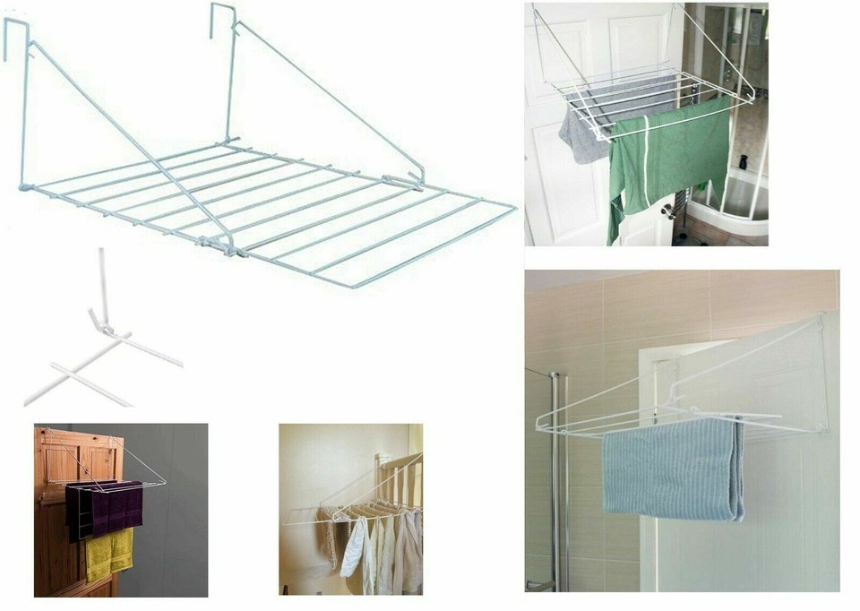 7m Folding Over The Door Clothes Airer Laundry Towel Rail Caravan Dryer ...