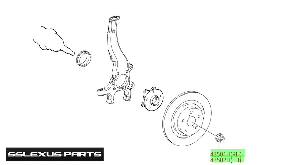 Lexus LS460 LS600HL (AWD) (2007-2017) OEM Genuine FRONT AXLE NUT 90080 ...