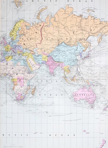 1887 ANTIQUE MAP THE WORLD MERCATORS EAST SHEET ~ THE BRITISH EMPIRE IN ...
