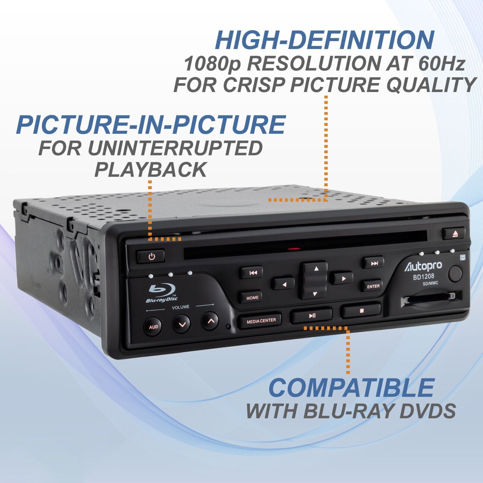 Autopro BD1208 RV In-Dash Car DVDs Blu Ray Disc Bluray Movie Player w/o ...