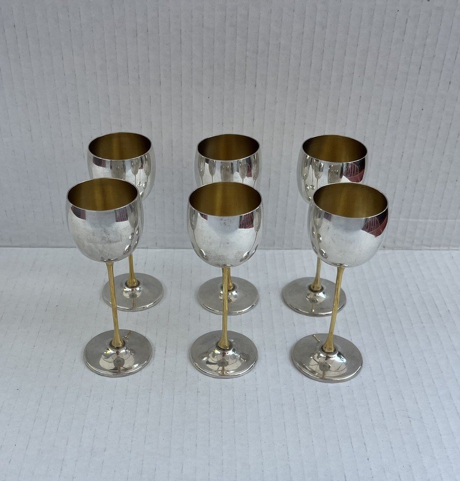 Rare Cartier Mid Century Sterling Silver w/ Gold Stem Goblets #91 Set ...