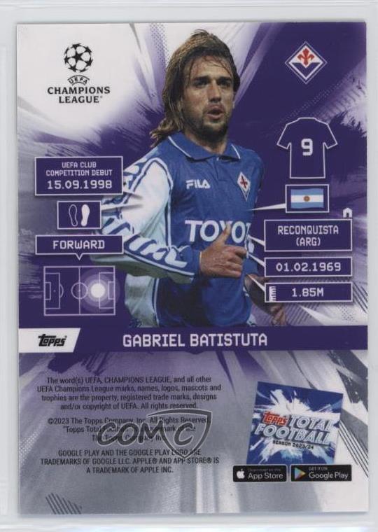2023-24 Topps Total Football Series 4 Shadow /49 Gabriel Omar Batistuta ...