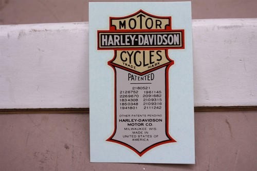 1949-1950 Harley Reproduction Oil Tank "Patent" Decal repl. OEM 62535 ...