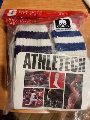 Kmart Athletech Crew Length Tube Socks 6 Pair Boy’s Fits 7-8 1/2 | eBay