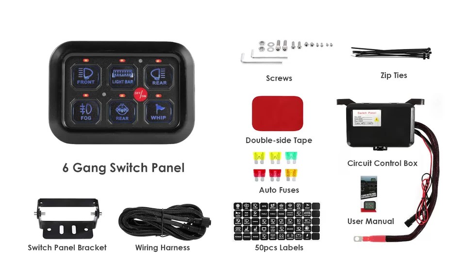 For Can-Am Polaris RZR UTV ATV 6 Gang Control Switch Panel Relay System ...