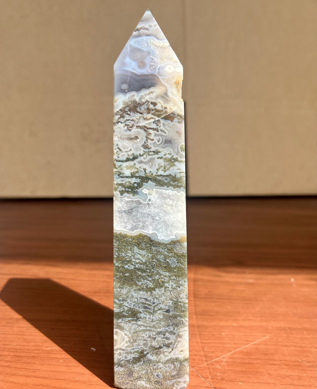 521g natural water grass agate crystal quadrangle column healing | eBay
