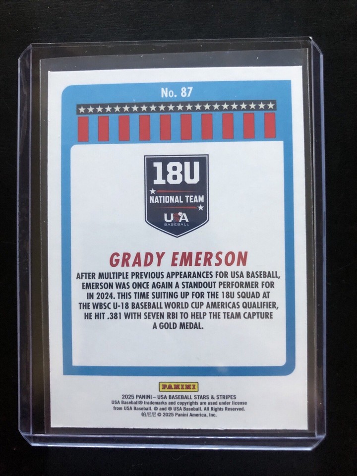 Grady Emerson 2025 Panini Baseball Collegiate Stars & Stripes STARS ...