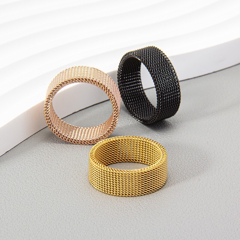 Wholesale 30pcs Flexiable 8mm Mix Ring Deformable Mesh Stainless Steel ...
