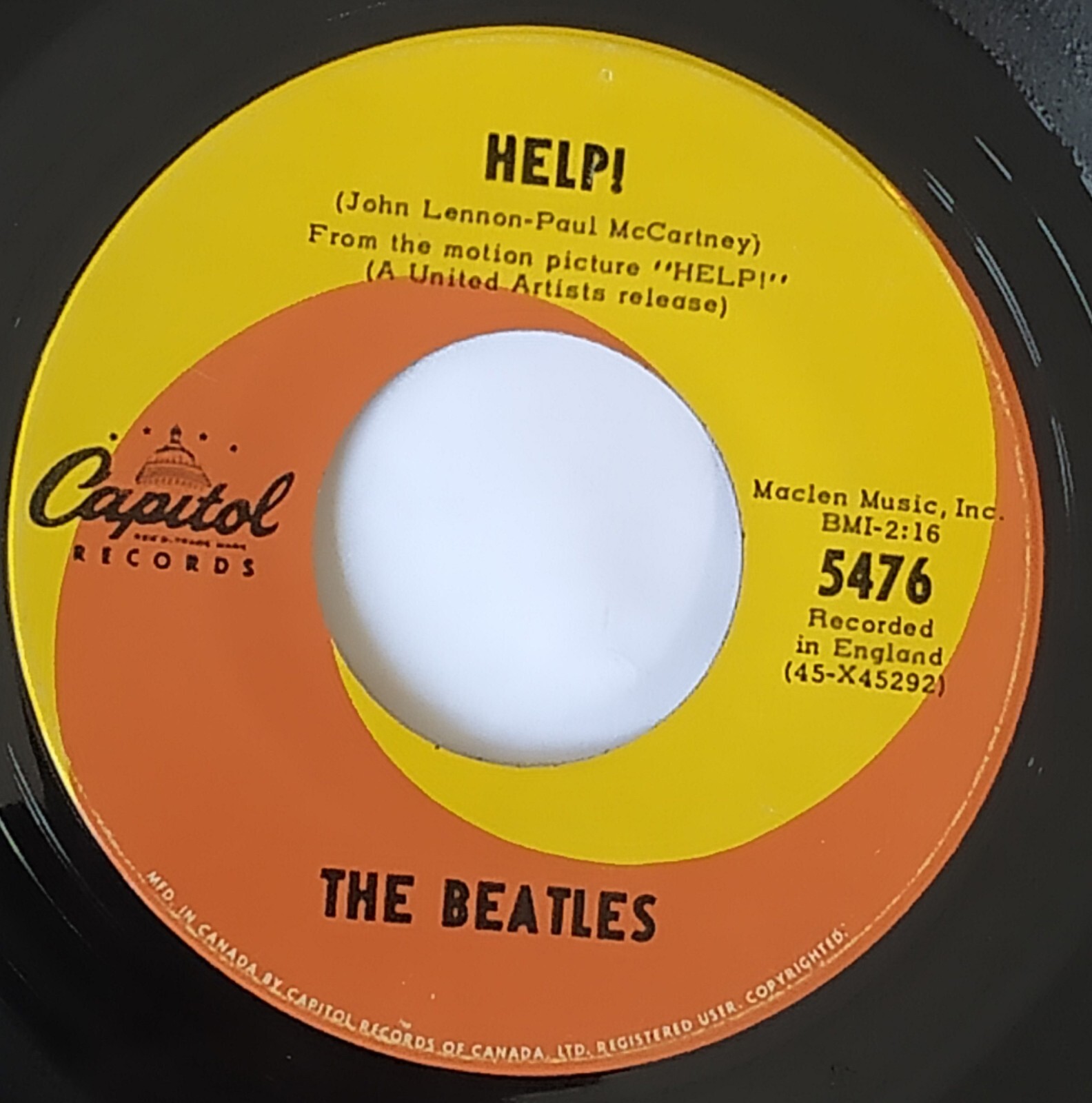 The Beatles – Help!/I’m Down 45 vinyl. VG 1965. Capitol CANADA 5476 NO ...
