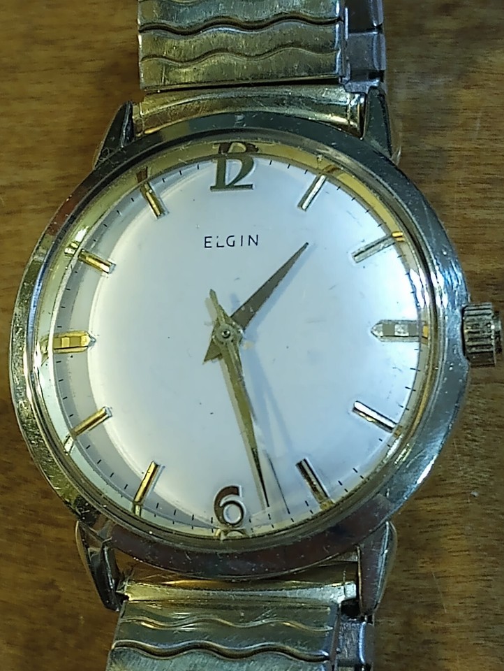1960-70's Elgin 889 17J 10kt RGP Men's watch,running serviced 10kt GF ...