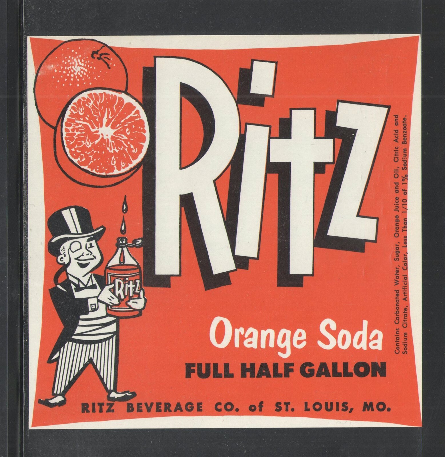 RITZ ORANGE SODA BOTTLE LABEL HALF GALLON { 5" X 5" } | eBay