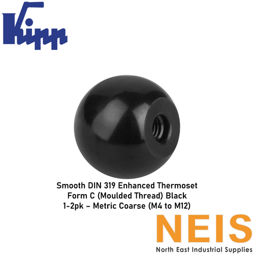 KIPP Ball Knobs Smooth DIN 319 Thermoset C Black Metric M4-M12 (Pack Var.) K0159 | eBay Australia