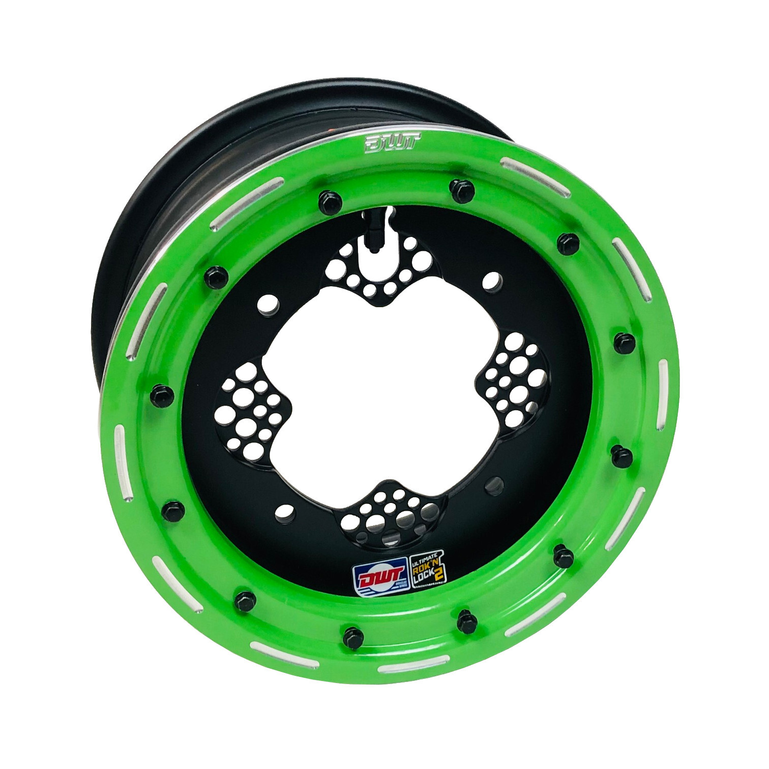 DWT ROK'N LOK 2 Front Green Beadlock Rim Wheel 10" 10x5 4+1 4/144 KFX ...