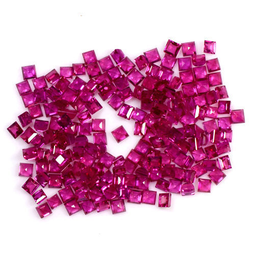 30.49 Cts Natural Top Blood Red Ruby Square Cut Lot Gemstone 2.5mm Gem ...