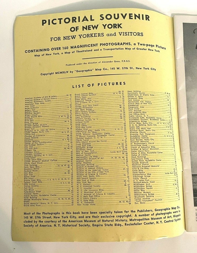1944 Pictorial Souvenir of New York Vintage Book w/ 160+ Photographs | eBay