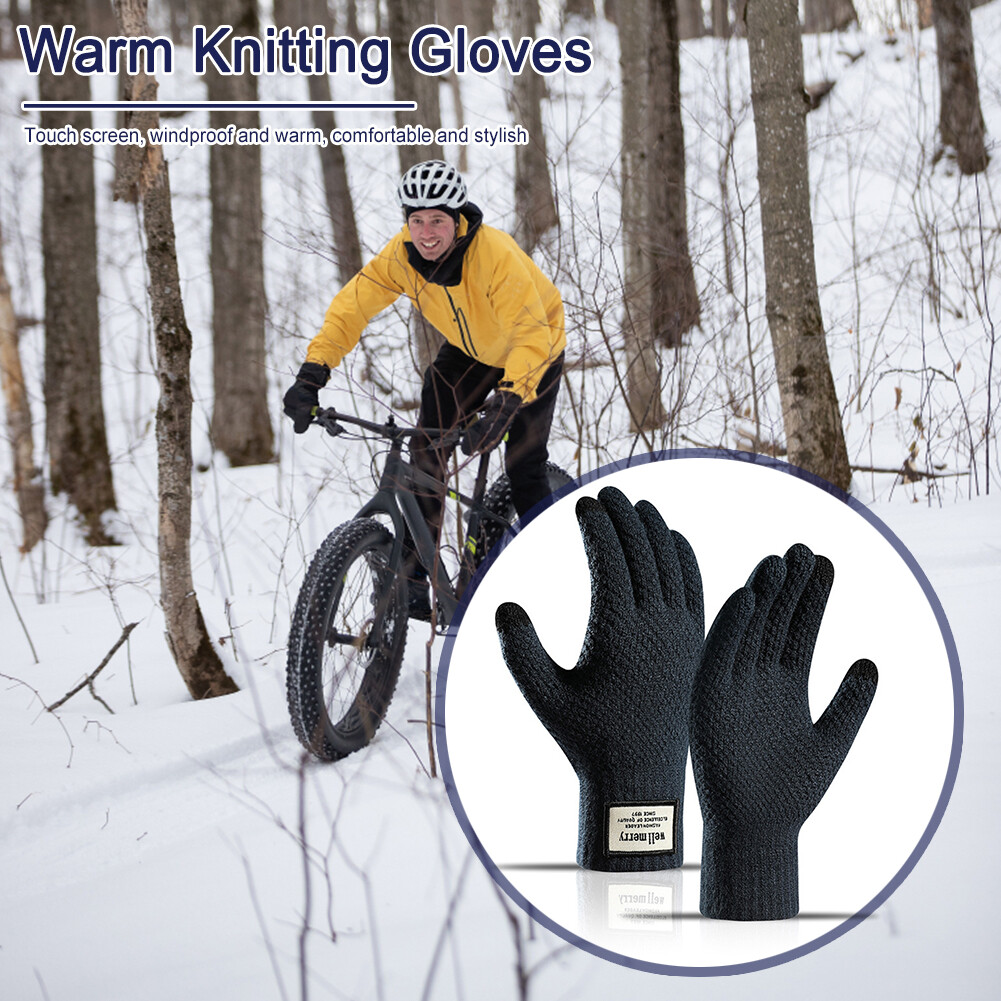 Full Finger Gloves Portable Cycling Gloves Windproof Touch Screen (Navy ...