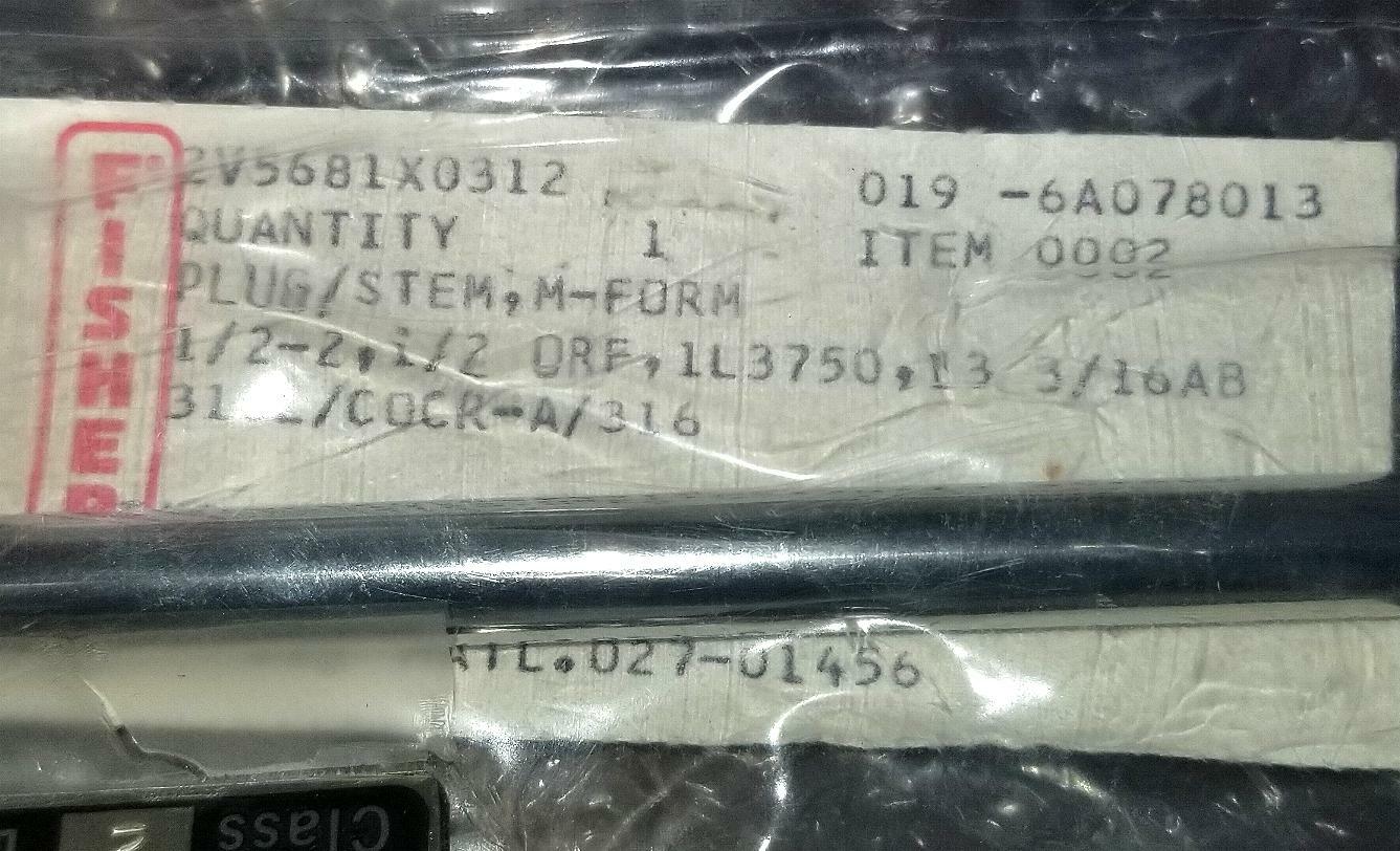 FISHER VALVE STEM PLUG ASSEMBLY 2V5681X0312, SG2734-1, 316 SS, NEW | eBay